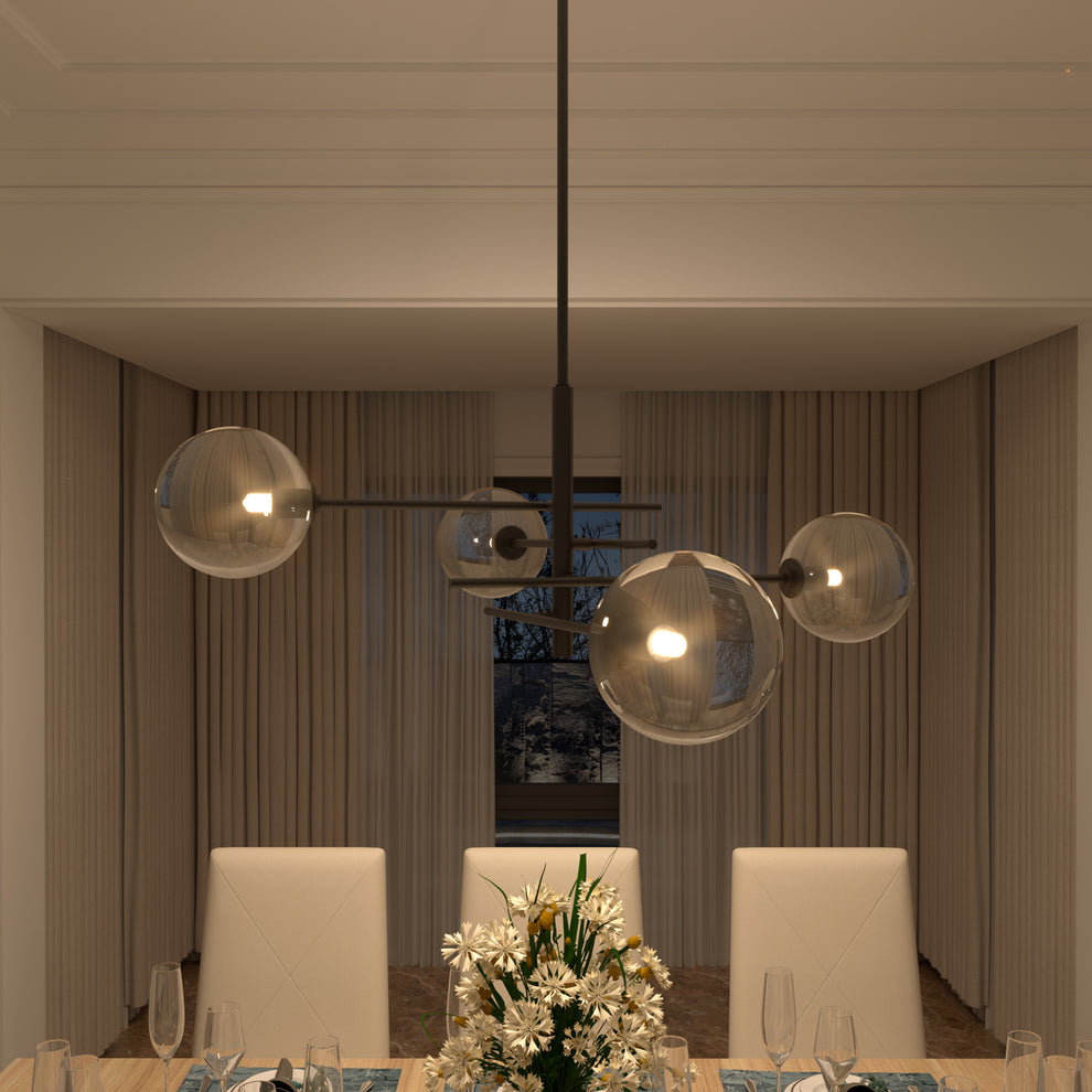 Darell 4-Light Sputnik Modern Linear Chandelier | ACROMA